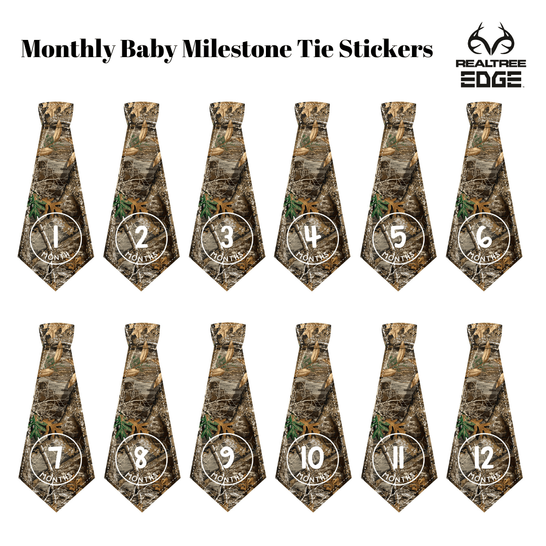 Tasty Tie® Newborn Boy Monthly Milestone Tie Stickers - Realtree Camo